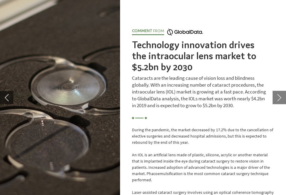 Technology innovation drives the intraocular lens market to $5.2bn by ...