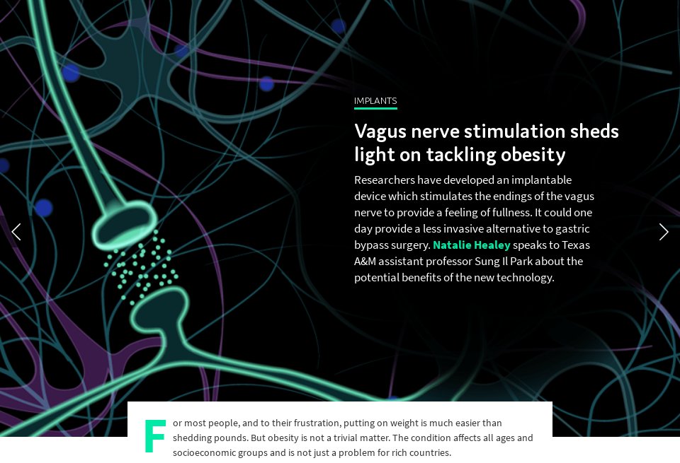 Vagus nerve stimulation sheds light on tackling obesity - Medical Technology | Issue 38 | April 2021