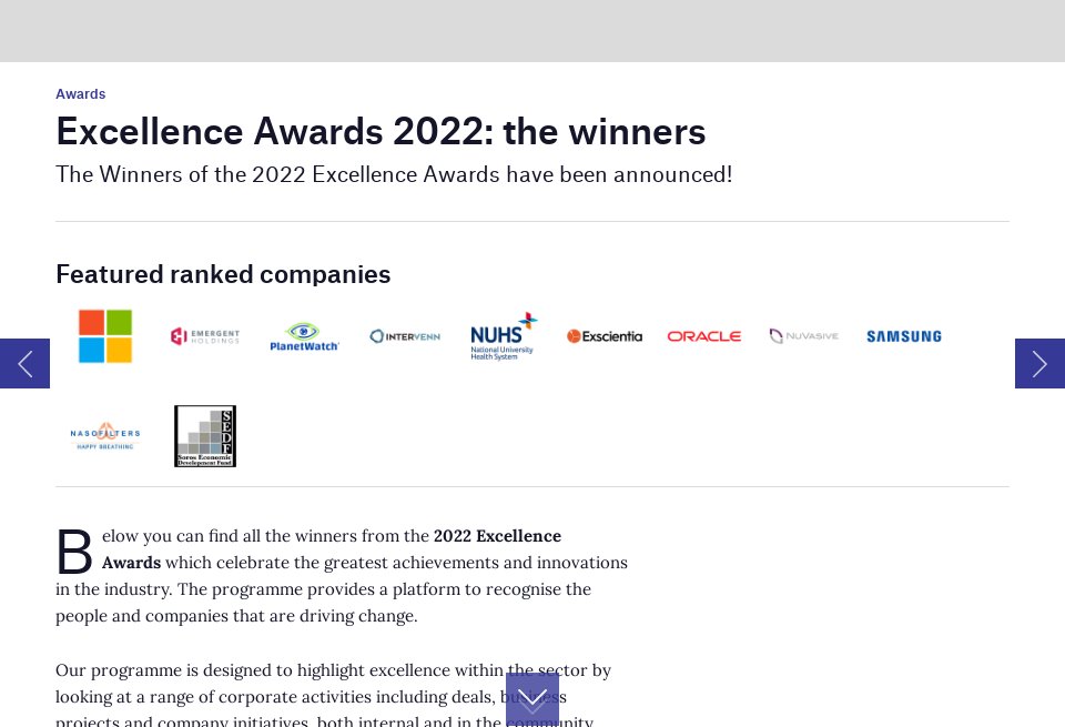 Excellence Awards 2022 – Winners Announced! - Medical Technology ...