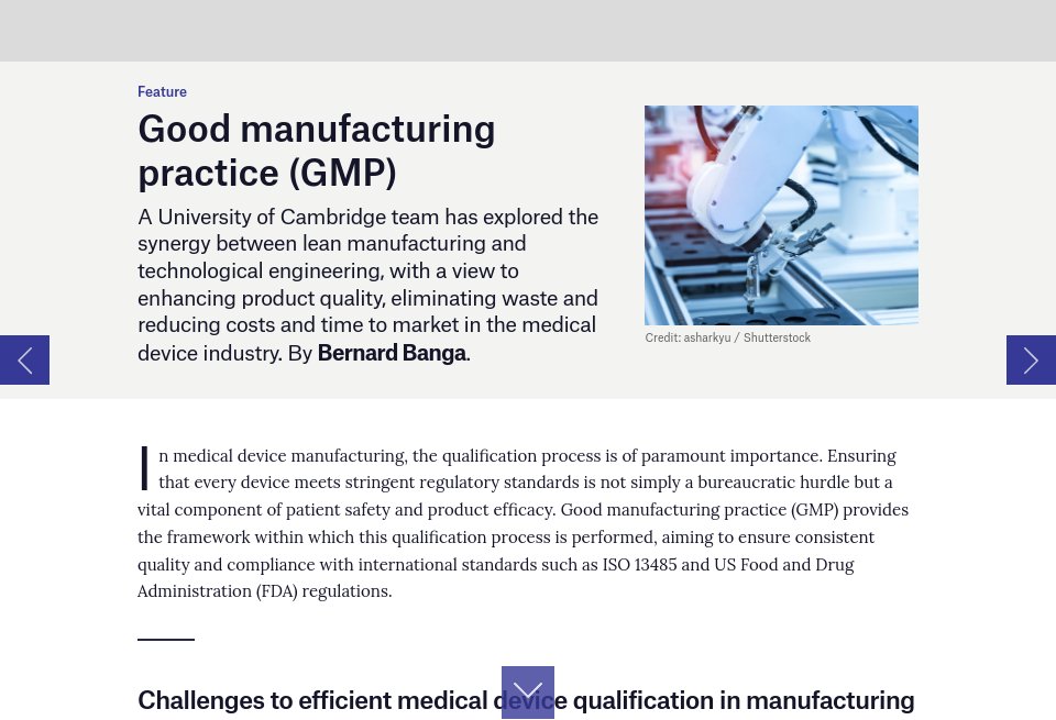 Good manufacturing practice (GMP) - Medical Technology | Issue 77 ...