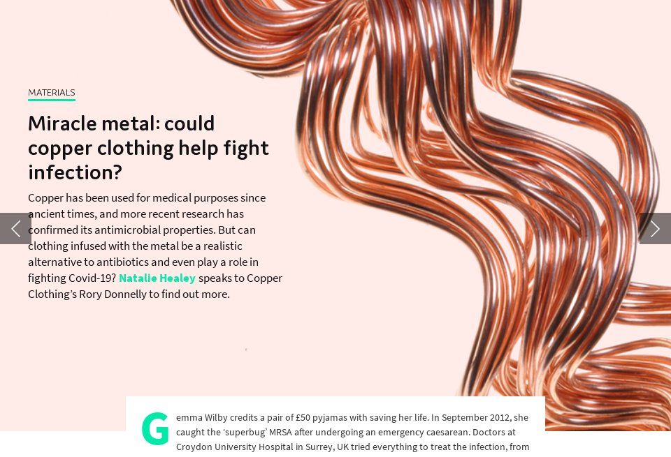 Miracle metal: could copper clothing help fight infection? - Medical ...