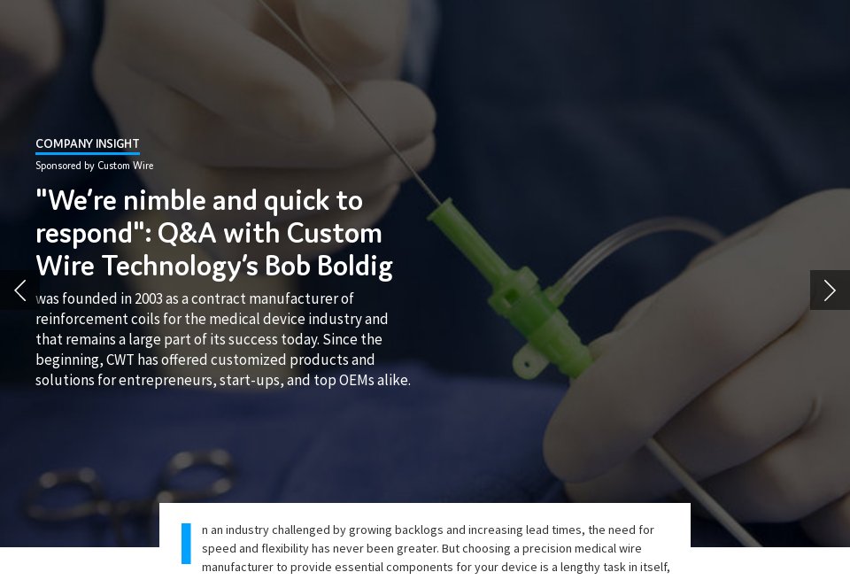 Custom Wire Company Insight - Medical Technology | Issue 46 | December 2021