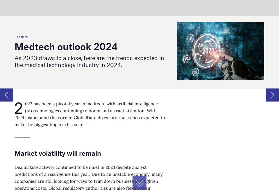 Medtech outlook 2024 - Medical Technology | Issue 69 | December 2023