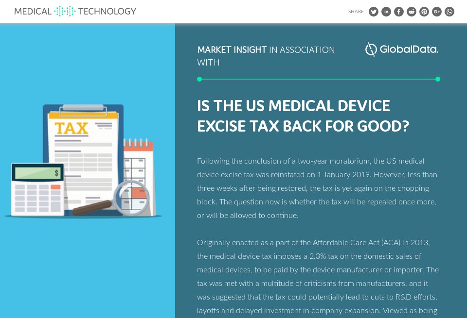 Is the US medical device excise tax back for good? - Medical Technology ...