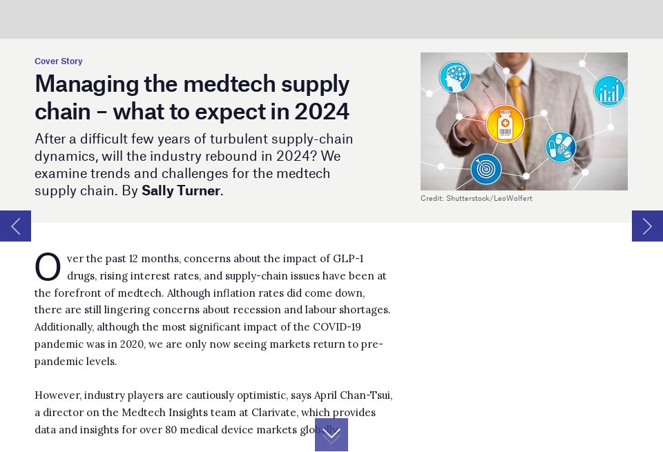Managing the medtech supply chain – what to expect in 2024 - Medical Technology | Issue 71 ...