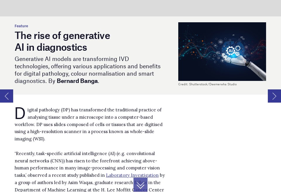 The rise of generative AI in diagnostics - Medical Technology | Issue 71 | February 2024