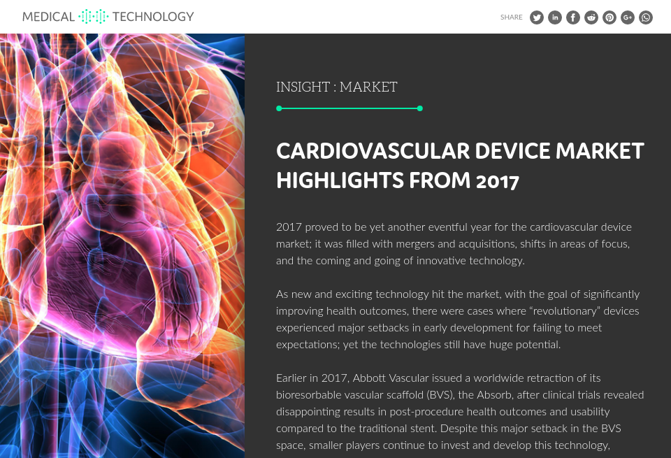 Cardiovascular device market highlights 2017 - Medical Technology ...
