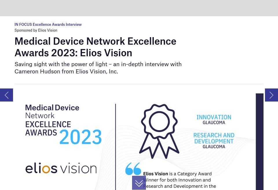 Medical Device Network Excellence Awards 2023: Elios Vision - Medical Technology | Issue 70 ...