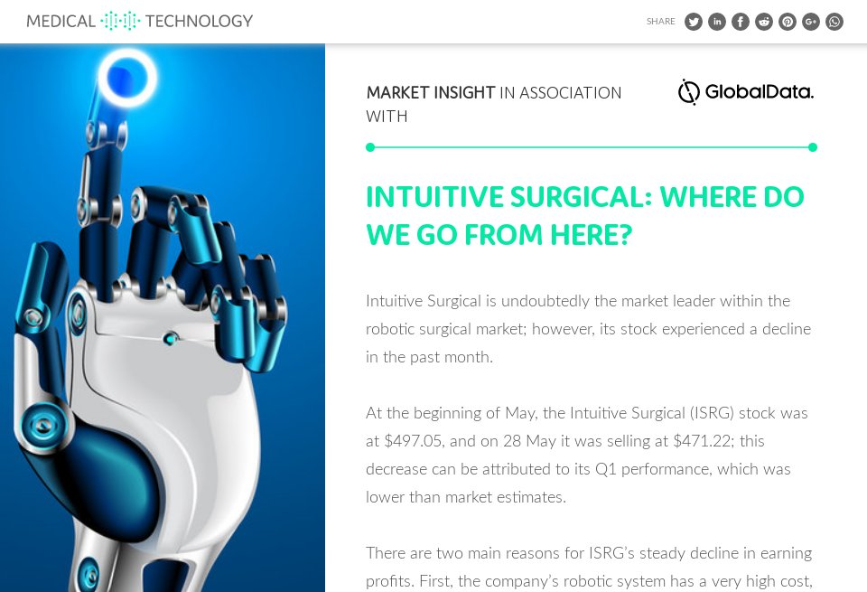 Intuitive Surgical: where do we go from here? - Medical Technology ...