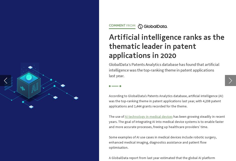 Artificial intelligence ranks as the thematic leader in patent ...