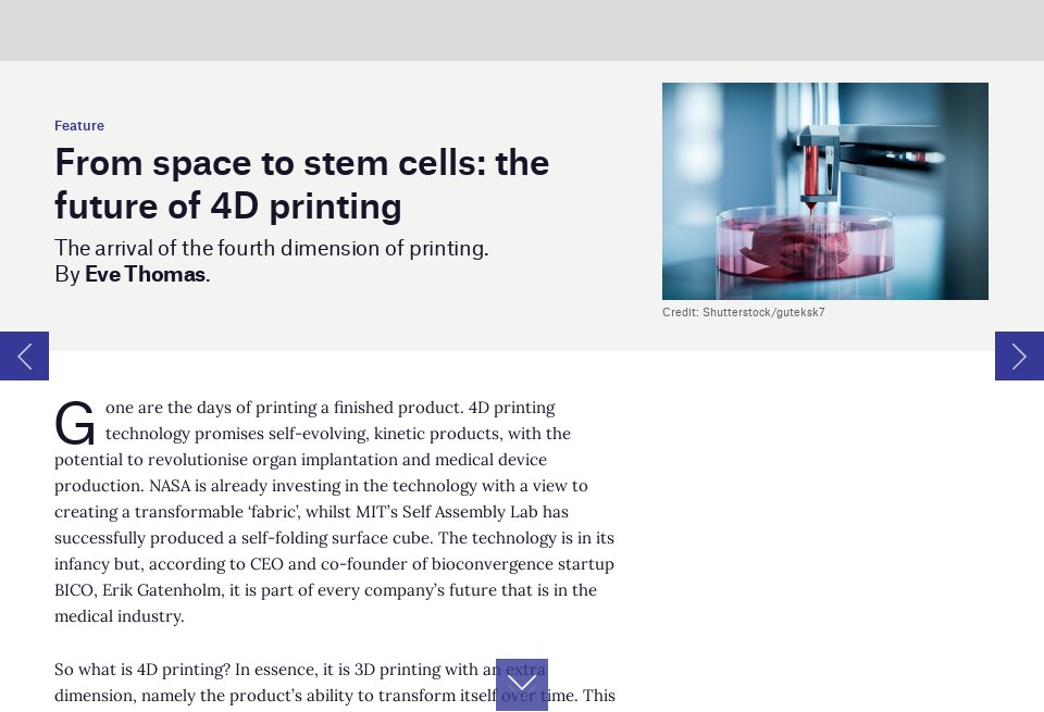 From space to stem cells: the future of 4D printing - Medical ...
