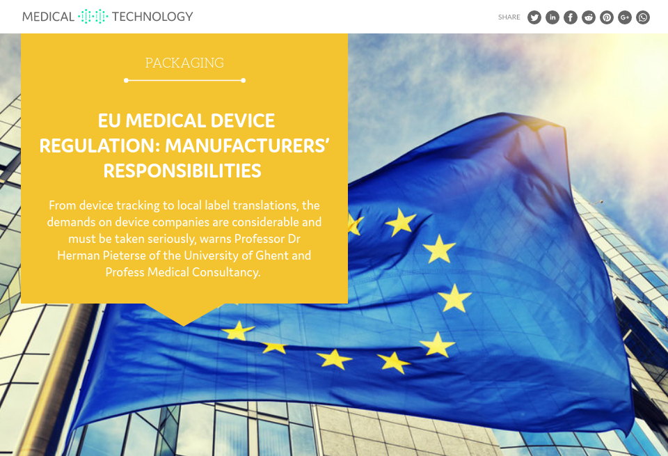 EU Medical Device Regulation: manufacturers’ responsibilities - Medical ...