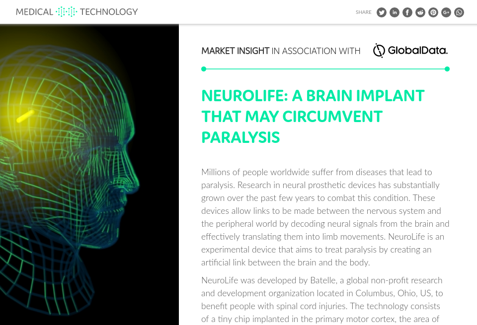 NeuroLife: a brain implant that may circumvent paralysis - Medical ...