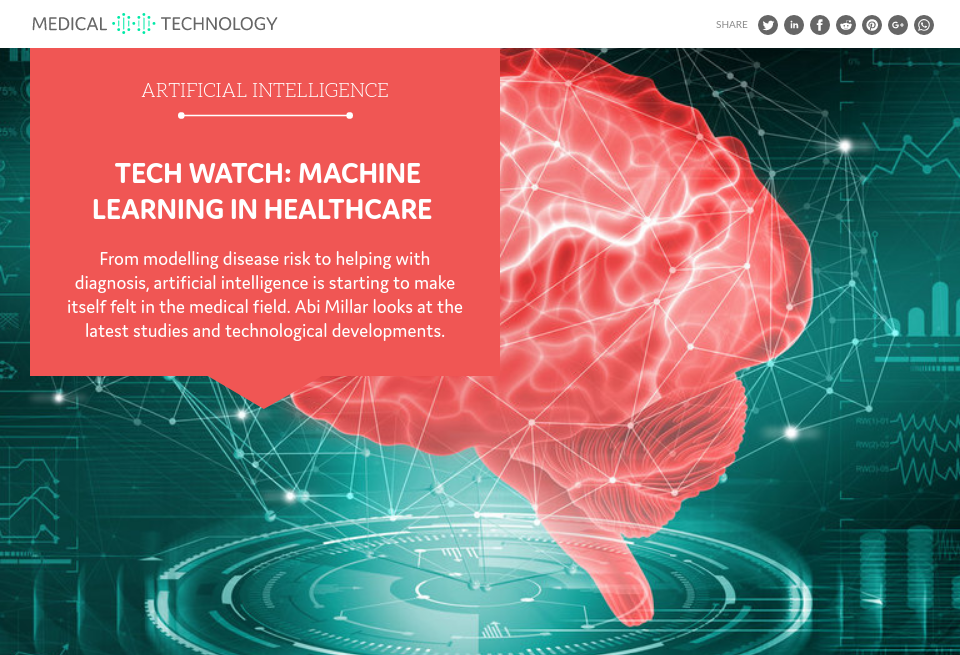 Tech watch: machine learning in healthcare - Medical Technology | Issue ...
