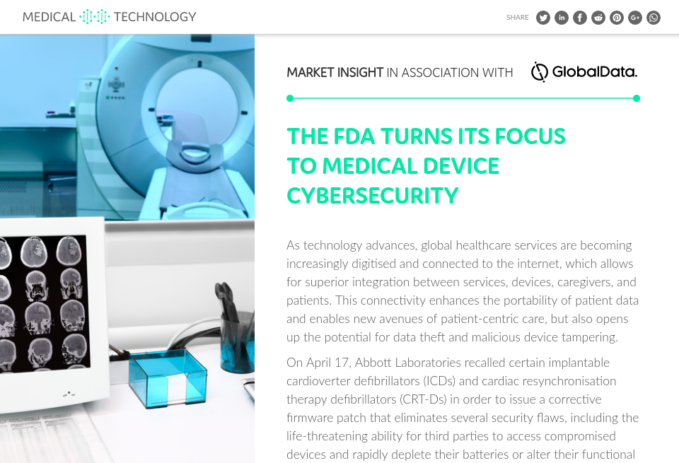 The FDA turns its focus to medical device cybersecurity - Medical ...