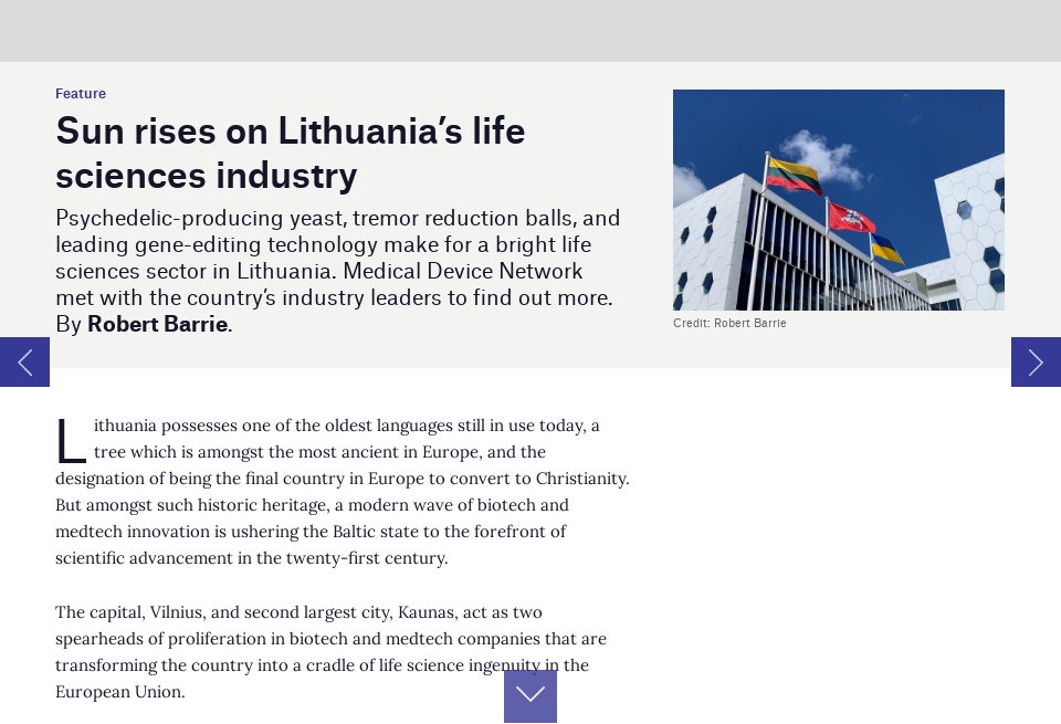 Sun rises on Lithuania’s life sciences industry - Medical Technology ...
