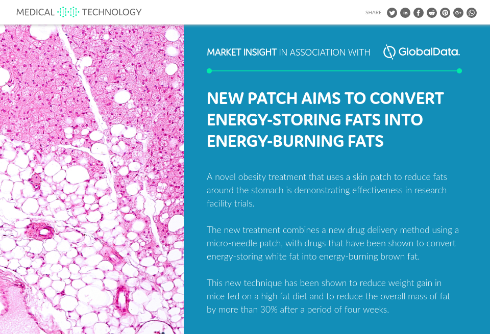 New patch aims to convert energy-storing fats into energy-burning fats ...