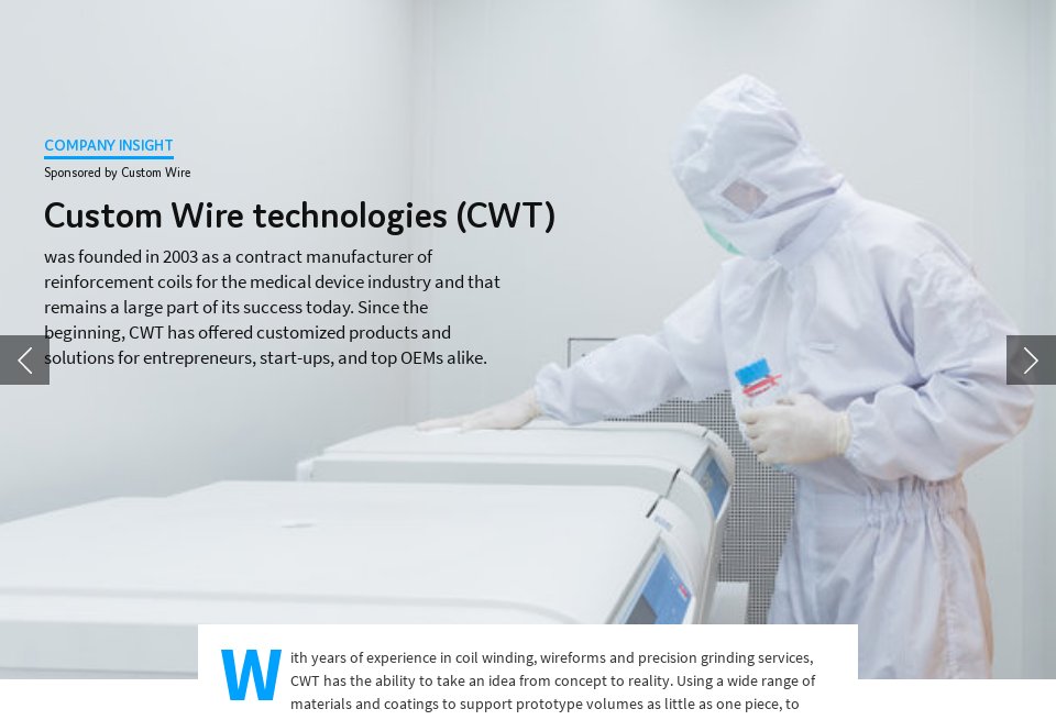 Custom Wire Company Insight - Medical Technology | Issue 39 | May 2021