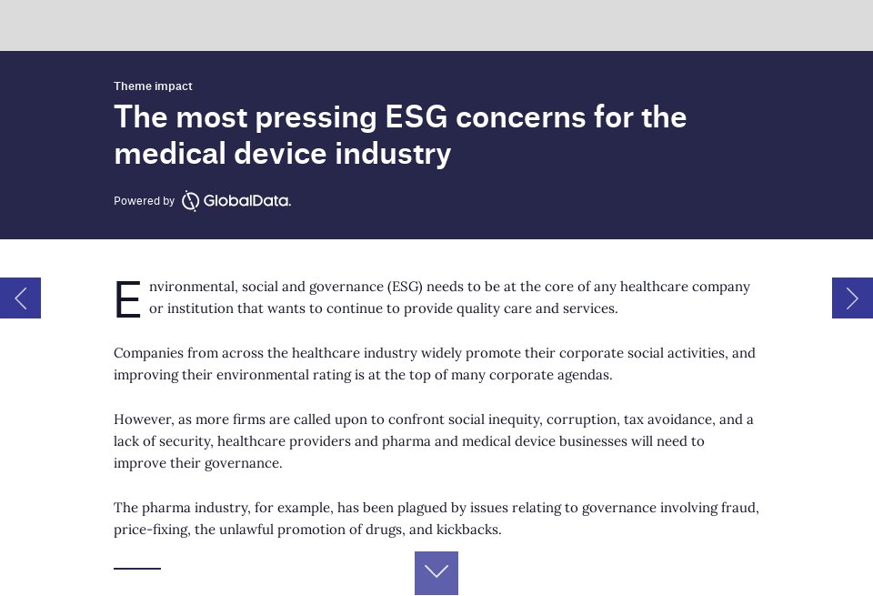 The most pressing ESG concerns for the medical device industry ...