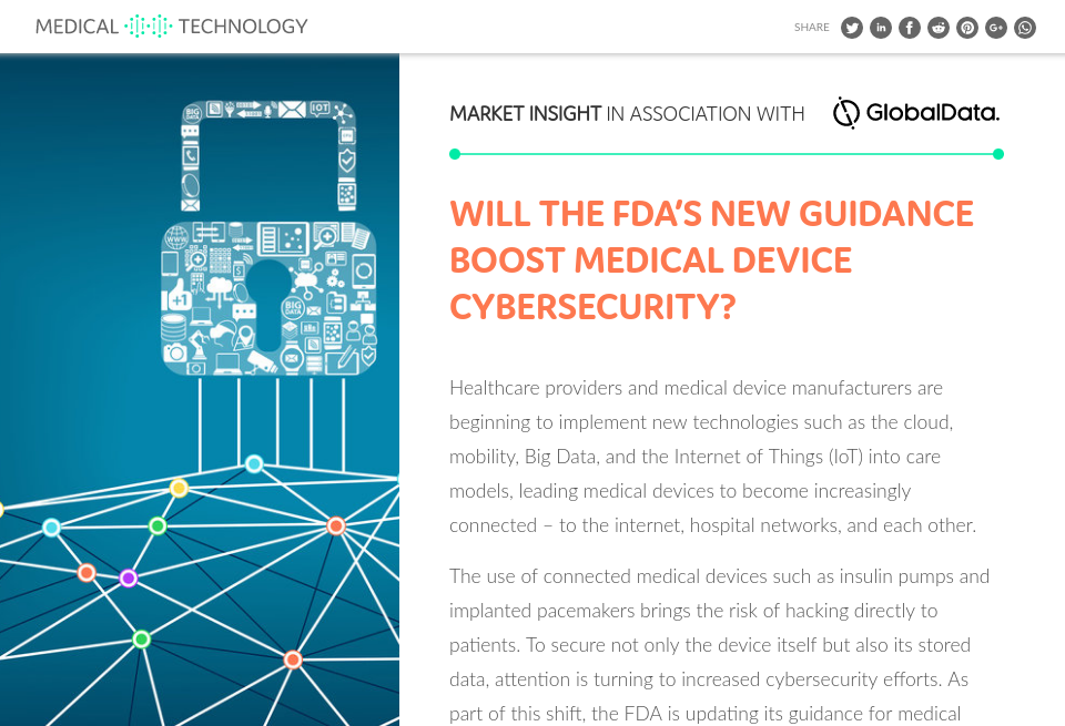 Will FDA’s new guidance boost medical device cybersecurity? - Medical Technology | Issue 10 ...