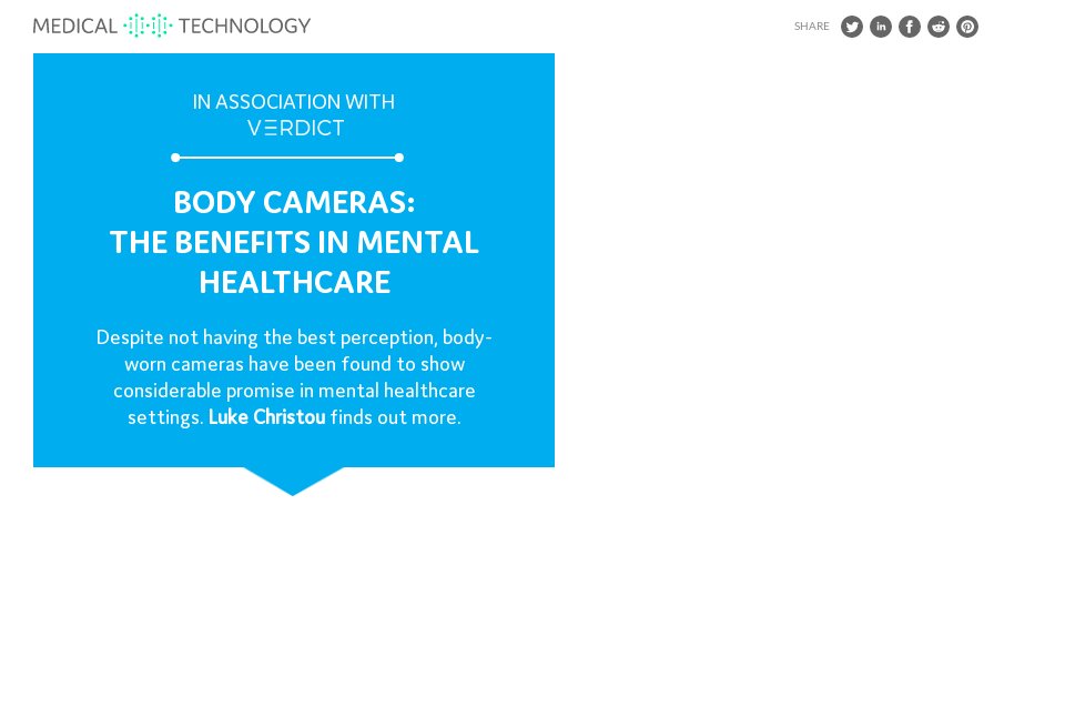 Body cameras: The benefits in mental healthcare - Medical Technology ...