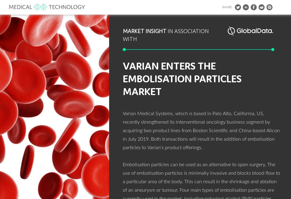 Varian enters the embolisation particles market - Medical Technology ...