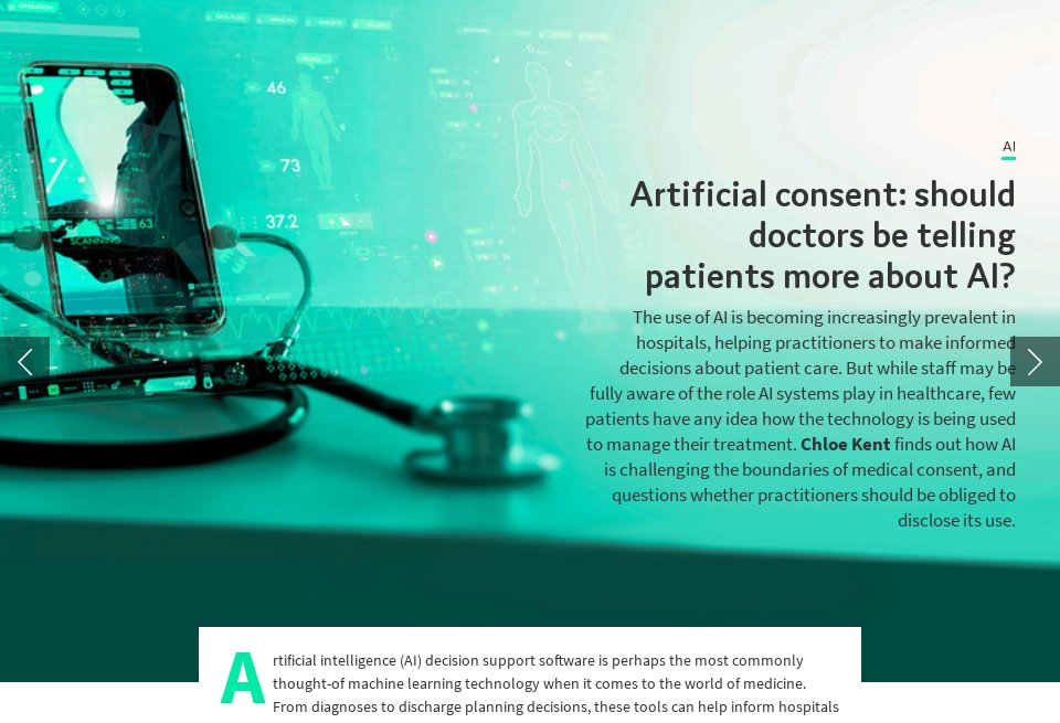Artificial consent: should doctors be telling patients more about AI ...
