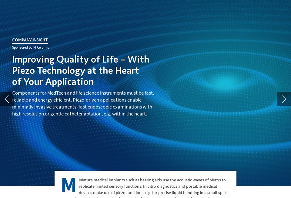 PI Ceramic Company Insight - Medical Technology | Issue 33 | November 2020