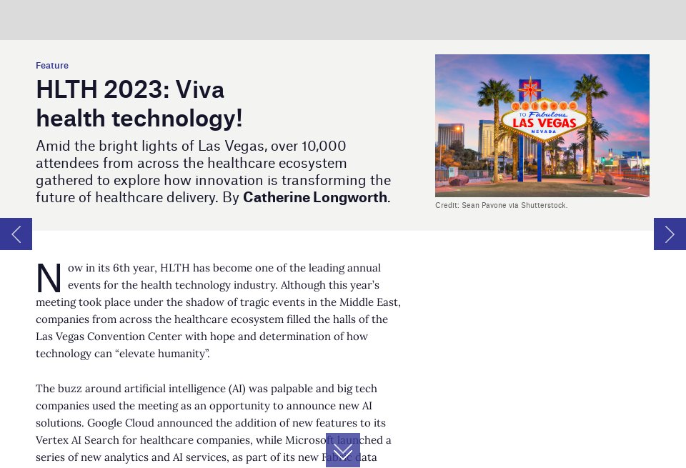 HLTH 2023: Viva health technology! - Medical Technology | Issue 68 | November 2023