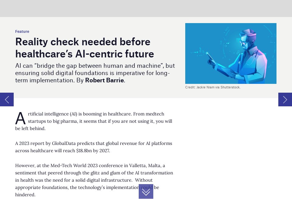 Reality check needed before healthcare’s AI-centric future - Medical ...