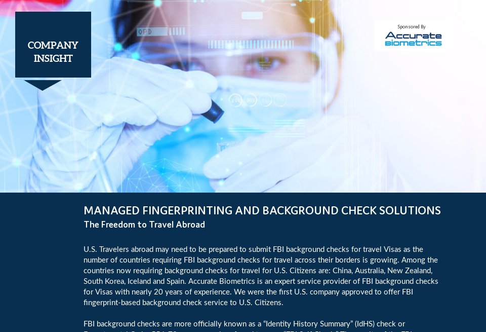 Accurate Biometrics Company Insight - Medical Technology | Issue 20 ...