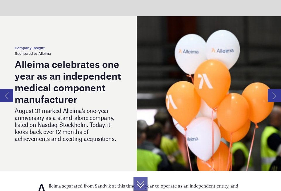 Alleima Company Insight - Medical Technology | Issue 67 | October 2023