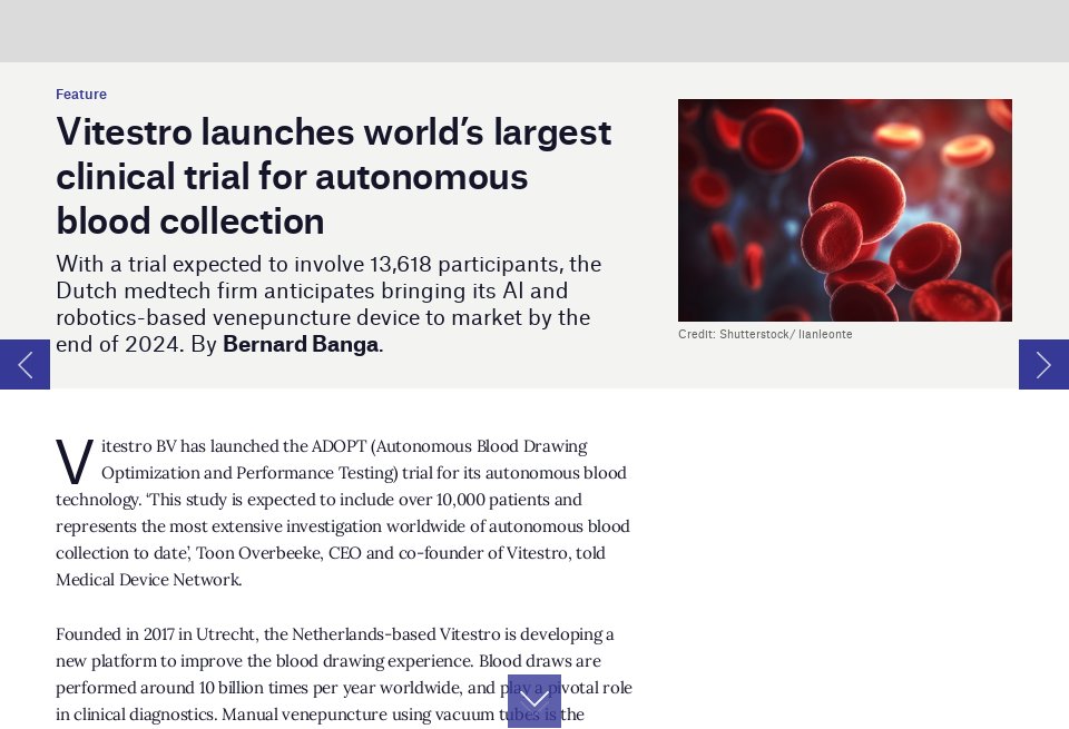 Vitestro launches world’s largest clinical trial for autonomous blood ...