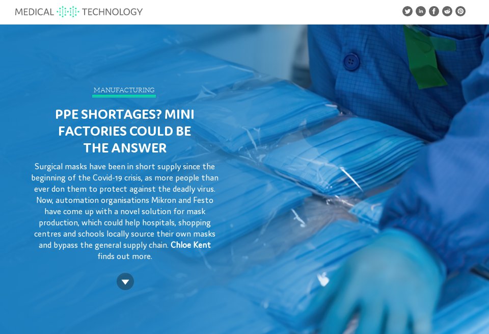 PPE shortage? Mini factories could be the answer - Medical Technology ...