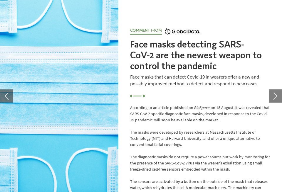 Face masks detecting SARS-CoV-2 are newest weapon to control the ...