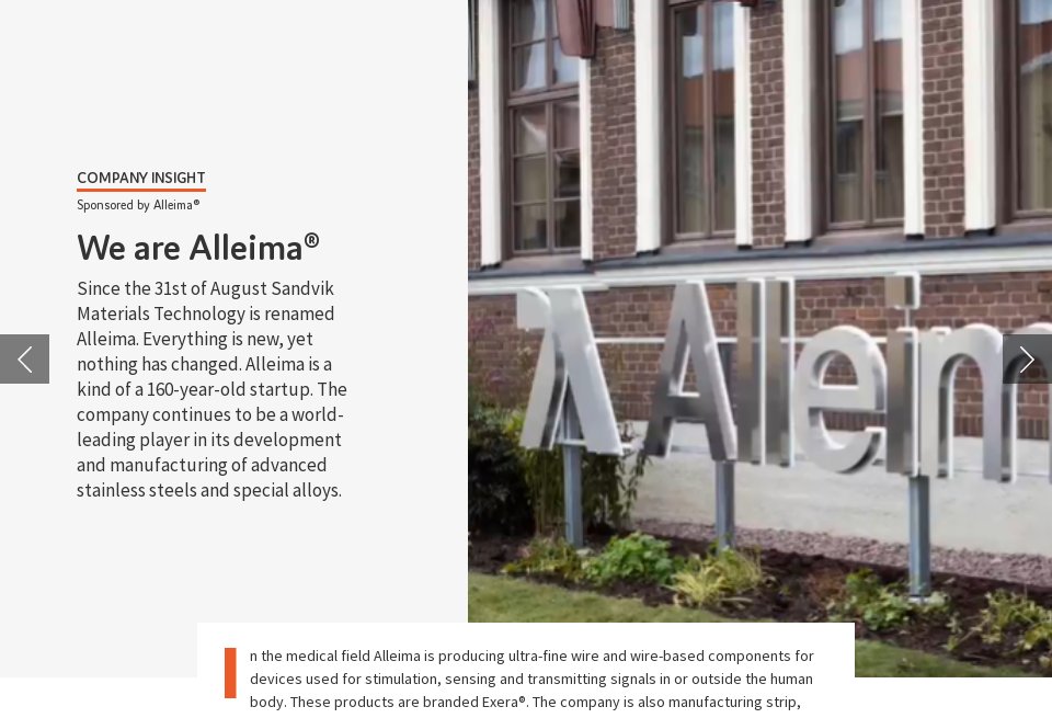 Alleima Company Insight - Medical Technology | Issue 54 | September 2022