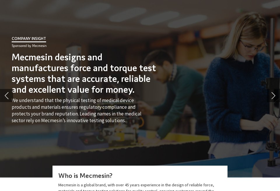 Mecmesin Company Insight - Medical Technology | Issue 54 | September 2022