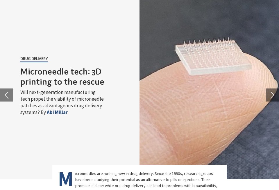 Microneedle tech: 3D printing to the rescue - Medical Technology ...